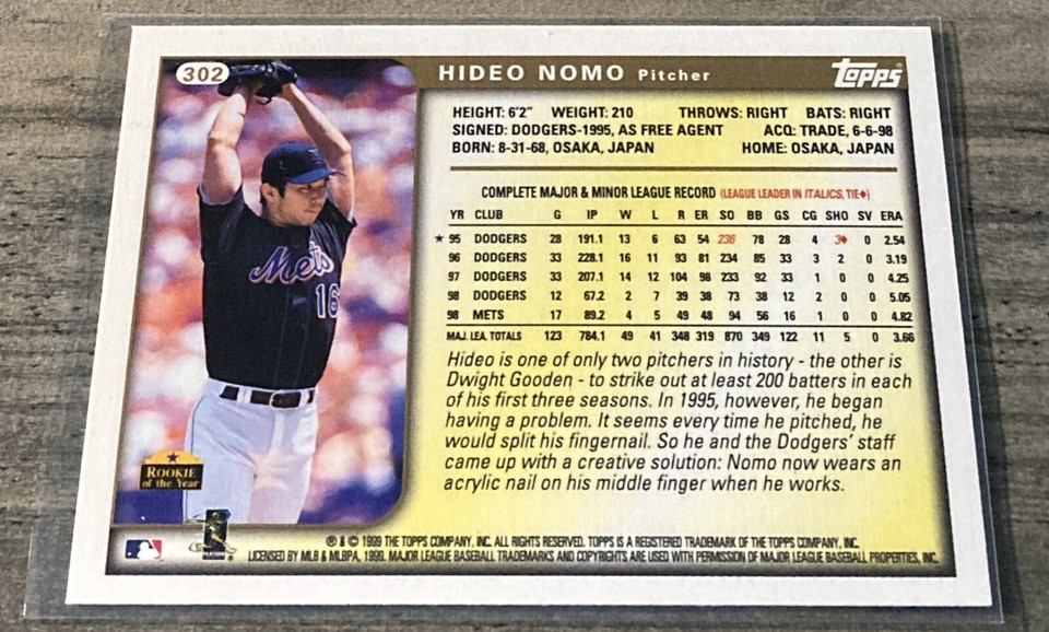 1999 Topps Hideo Nomo NY Mets - #302 | eBay