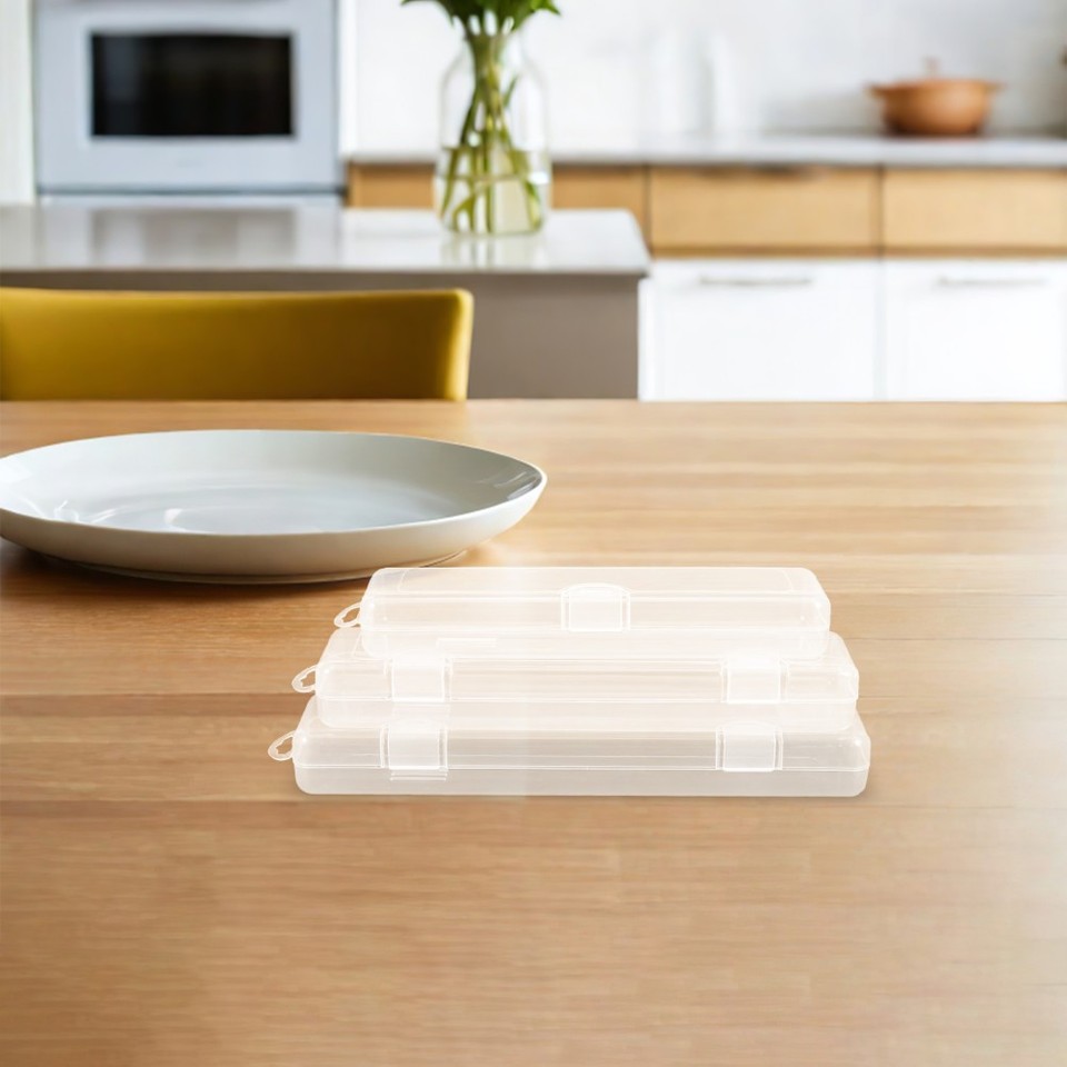 3 Pcs Transparent Cutlery Box Portable Storage Container Utensil Case ...