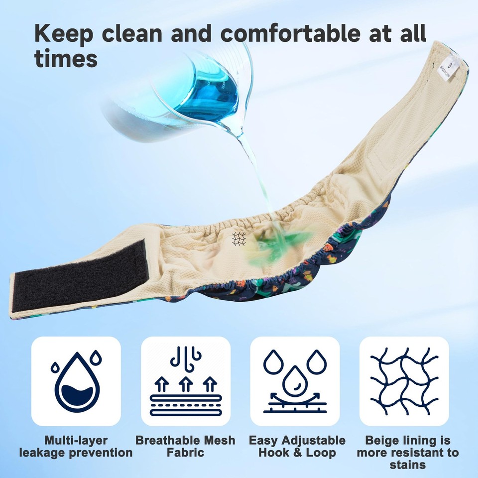 Dogs Diapers Belly Bands(4Pack), Washable Reusable Boy Doggy Wraps ...