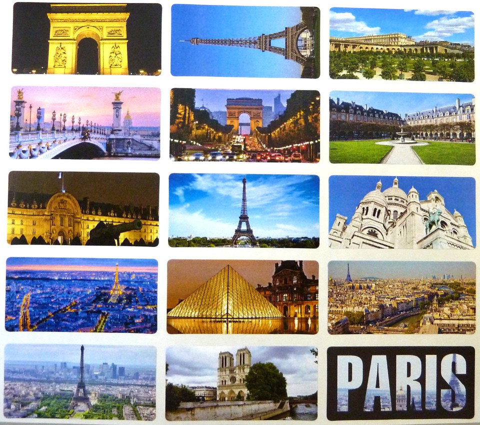 15 Paris, France, City Sights & Landmarks, Sticky Labels, Stickers ...