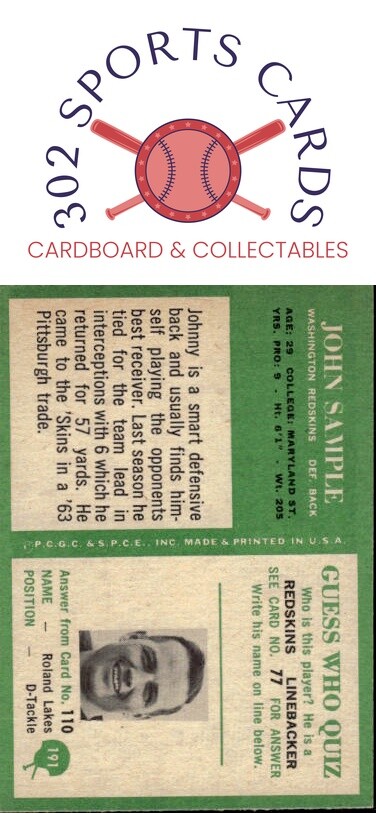 1966 Philadelphia #191 Johnny Sample | eBay