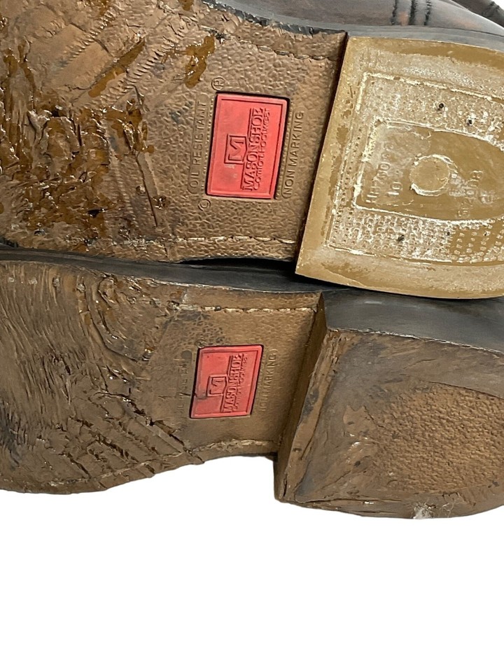 Vtg. Mason Boot Brown Leather Cowboy Boots Rugged Western Style Mens Sz ...