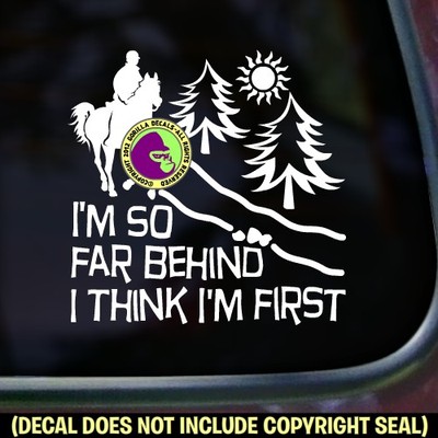 SO FAR BEHIND Endurance Riding Vinyl Decal Sticker Rider Horse Car ...