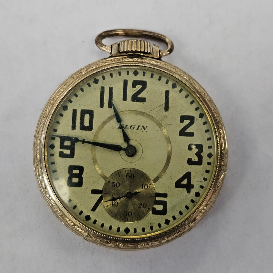 Elgin Open Face 16s 15j 1925 Grade 313 Model 7 Class 1010 10k RGP Watch ...