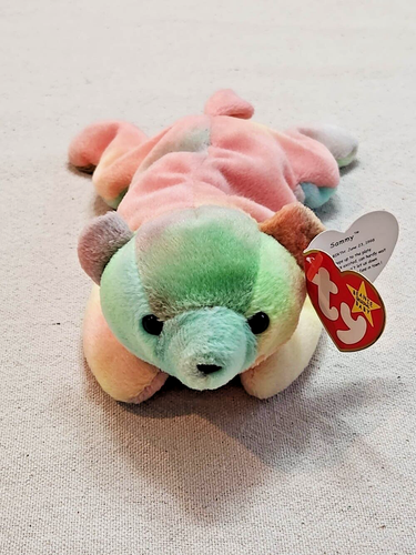 Ty Beanie Baby SAMMY the Tie-Dyed Bear with Tag Protector | eBay