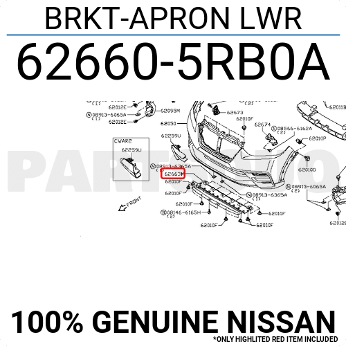 626605RB0A Genuine Nissan BRKT-APRON LWR 62660-5RB0A | eBay