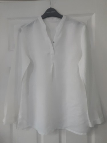 Jaeger white linen blouse size 8 | eBay UK