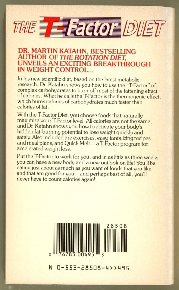 The T-Factor Diet (1990) - Bestselling Martin Katahn Ph.D Paperback ...