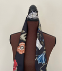 New Gucci Scarf Logo Kris Knight Floral Print Black Multicolor Silk ...