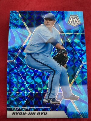 2021 PANINI MOSAIC hyun-jin ryu blue reactive holo prizm card blue jays ...