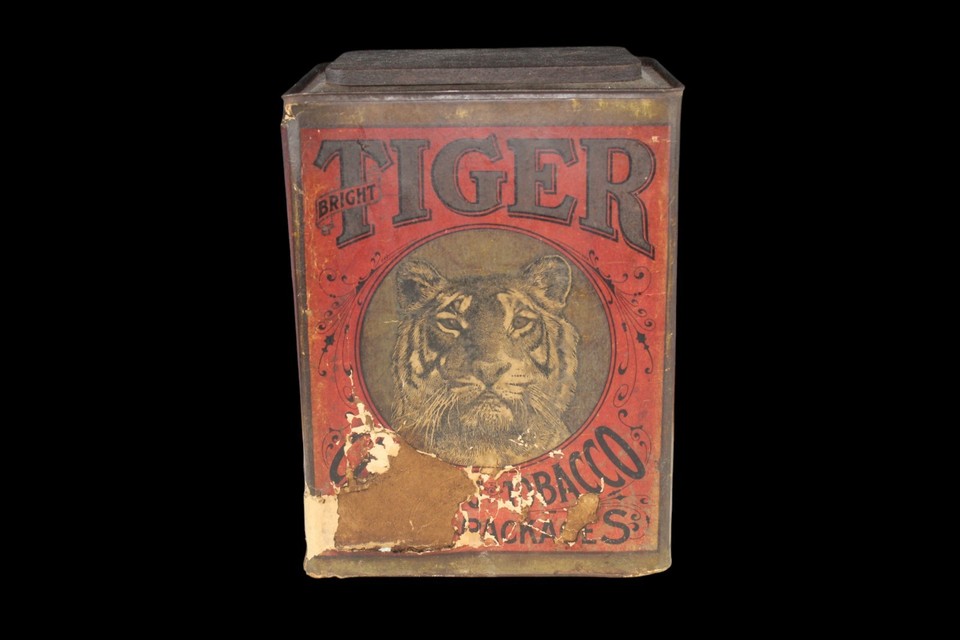 Antique Bright Tiger Fine Cut Chewing Tobacco Store Counter Tin ...