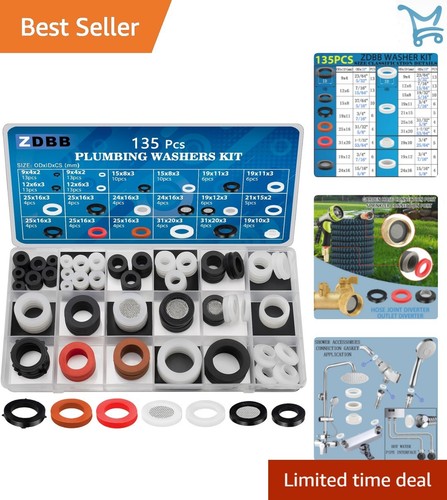 135 Pcs Flat Washer Kit Silicone Rubber Nitrile Assorted Sizes for ...