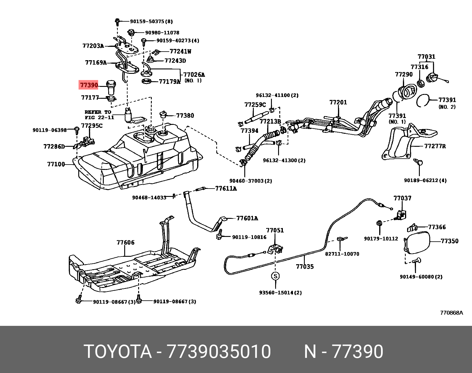 Genuine OE valve assy, fuel tank inlet, 7739035010 for TOYOTA 77390 ...