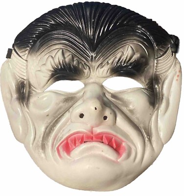 VINTAGE Dracula Vampire Rubber Halloween Mask - Costume Dress Up ...