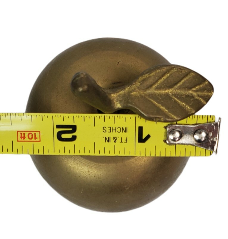 Vtg Brass Bronze Metal Apple Bell Paperweight Desk Teacher Home ...