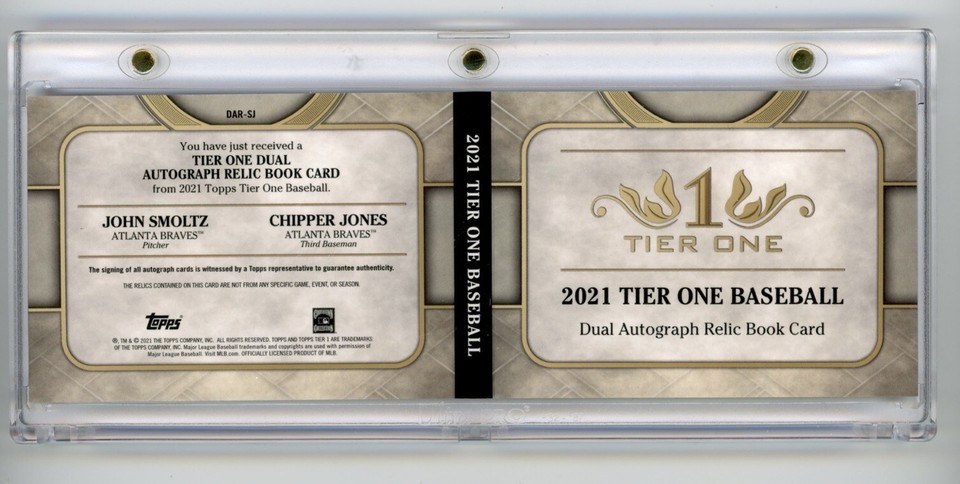 2021 Tier One John Smoltz Chipper Jones Booklet Dual Game Used Patch ...
