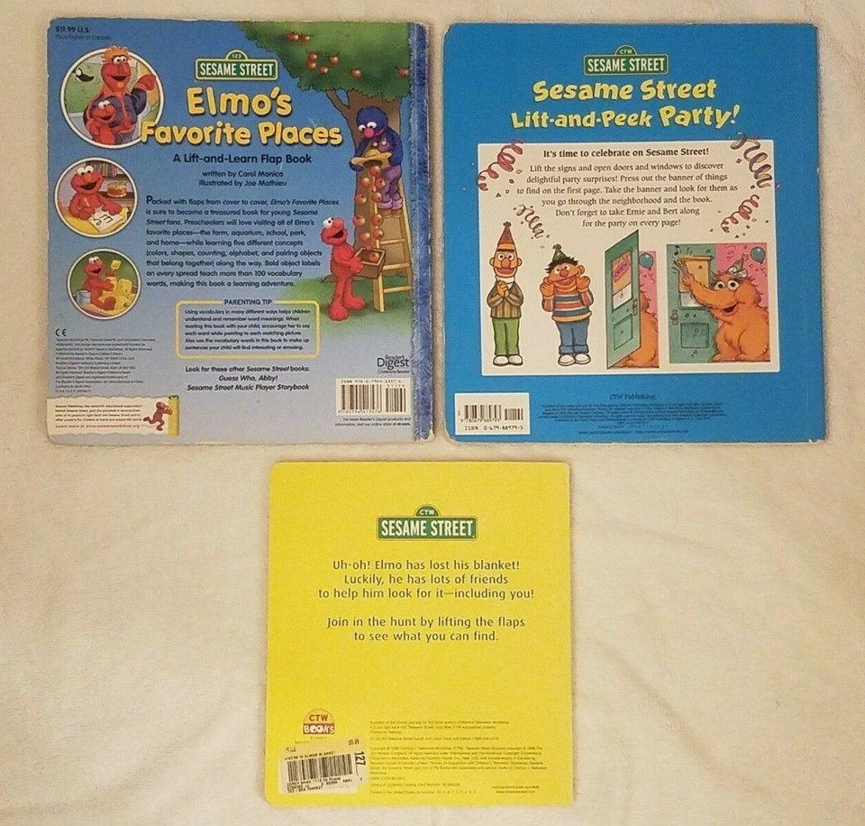 Lot of 3 Sesame Street Elmo Lift and Peek Flap Books | eBay