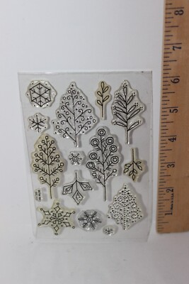 STM SSC112 Clear Cling Stamps- Trees and Snowflakes | eBay