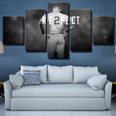 New York Yankees Baseball Player NO.2 Respect 5 Piece Panel Canvas Wall ...