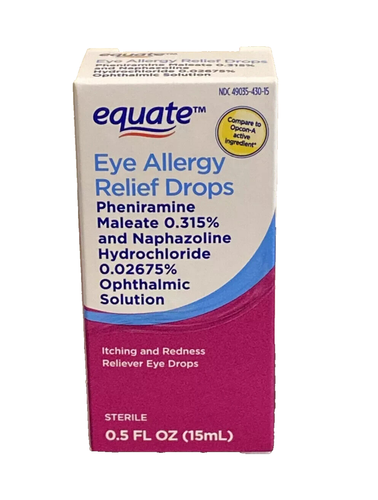 Equate Eye Allergy Relief Drops & Itching Redness Reliever 0.5 Fl oz ...