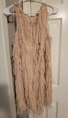 Beige Flapper Design Dress by Miami in sz Medium Fringe | eBay