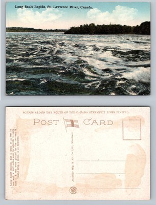 Long Sault, ON-Ontario, St Lawrence River Rapids Scene Card Vintage ...