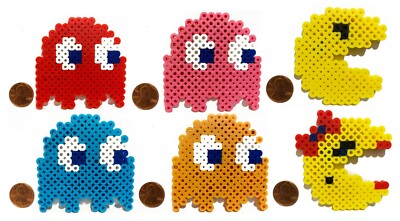 Pac-Man Bead Sprite Perler Ghosts Retro Arcade Blinky Inky Pinky Clyde ...