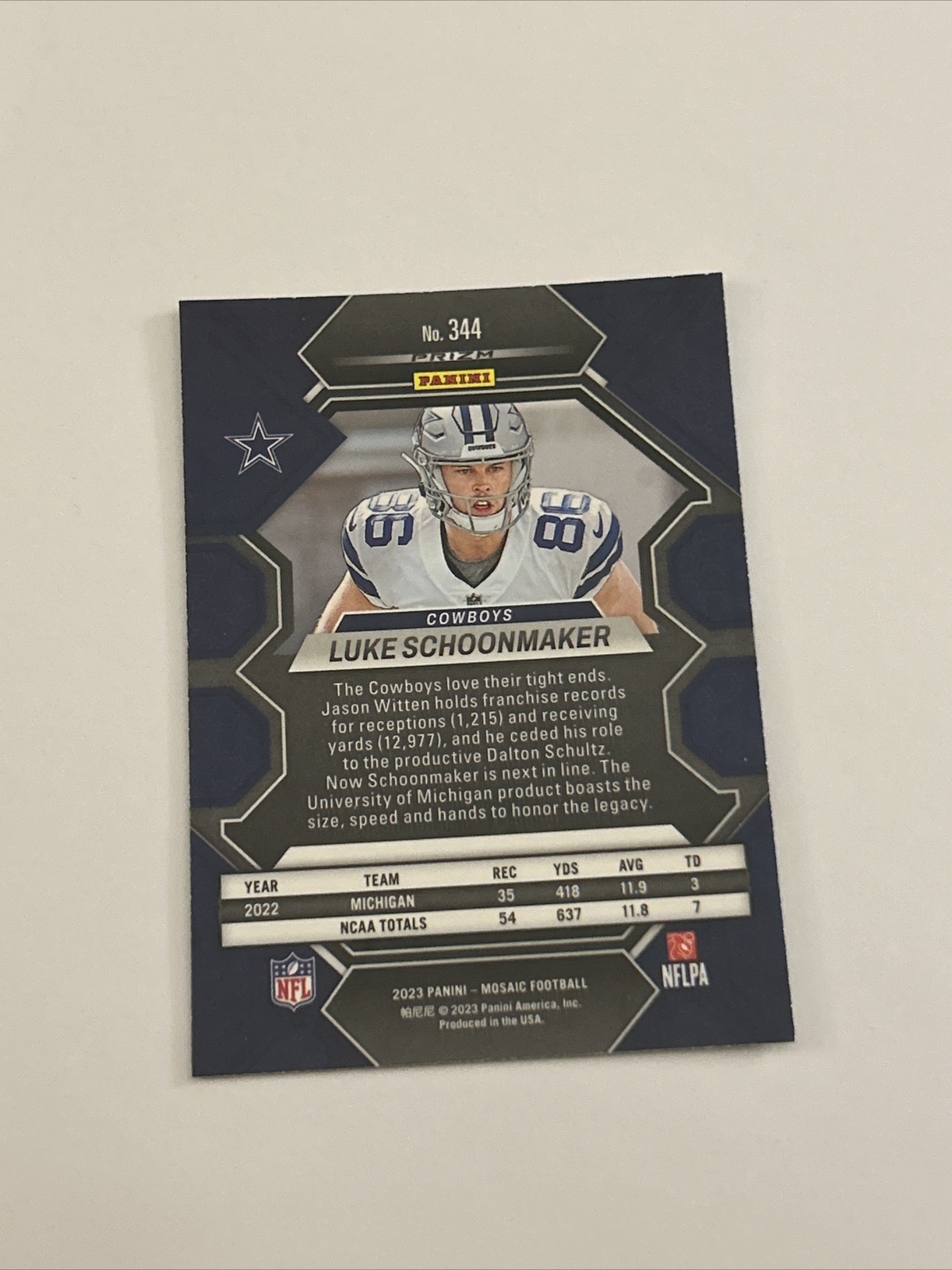 Luke Schoonmaker 2023 Panini Mosaic Rookie Silver Mosaic Prizm #344 ...