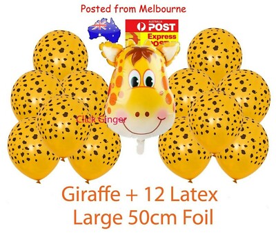 Giraffe Large Foil Balloon + 12 Latex Balloons Jungle Safari Zoo | eBay ...