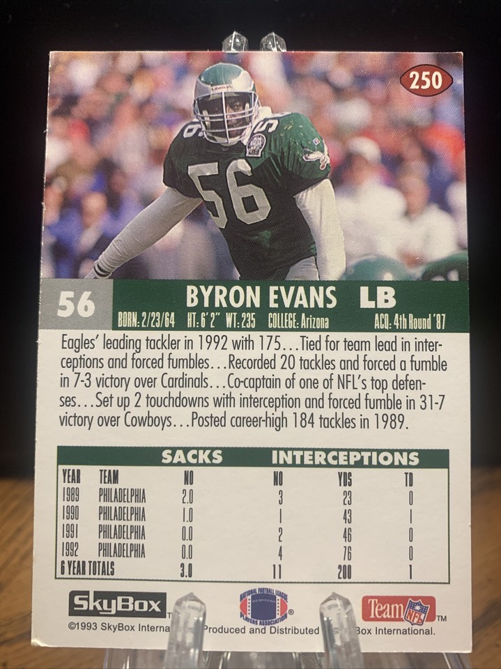 1993 SkyBox Impact Football #250 Byron Evans | eBay