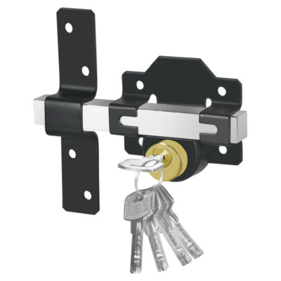 Gate Lock Garden Security Double Long Throw Bolt Rim Lock 5 Keys 50mm ...
