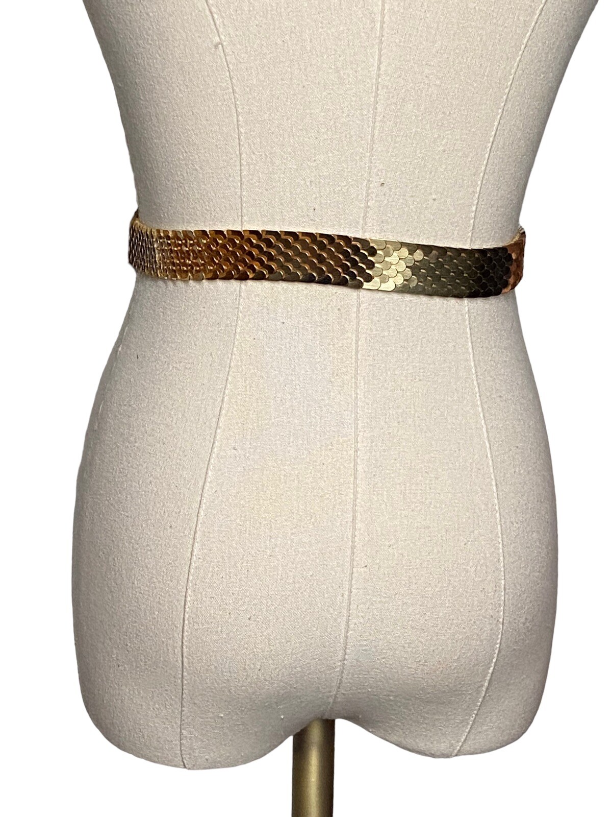 Vintage Stretch Gold Metal Scale Belt 70’s 80’s S/M - Gem