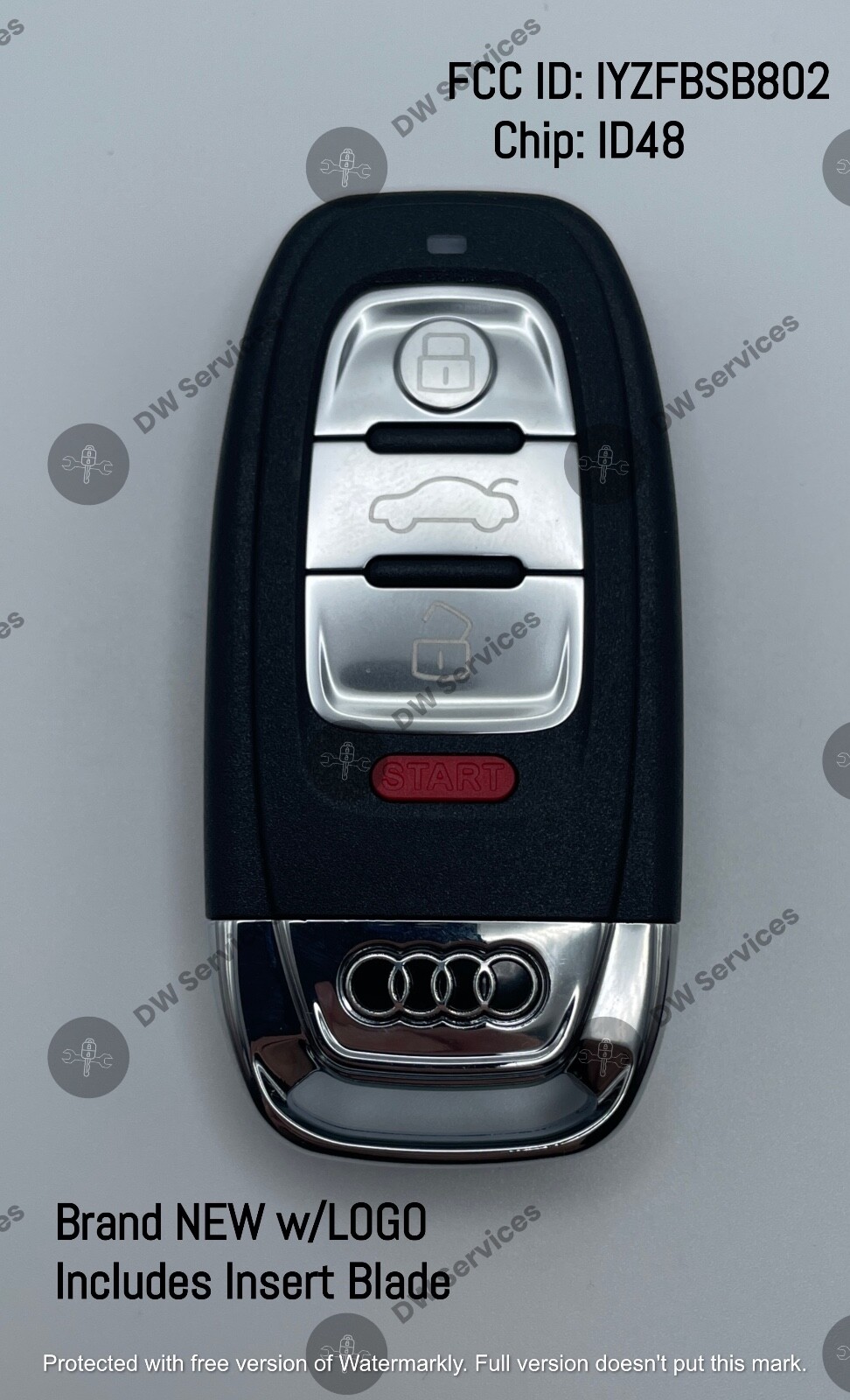 NEW! Audi 4-button remote SLOT key fob WITHOUT Comfort ACCESS ...