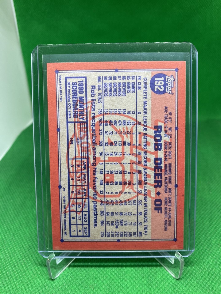 Rob Deer 1991 Topps Desert Storm Card #192 | eBay