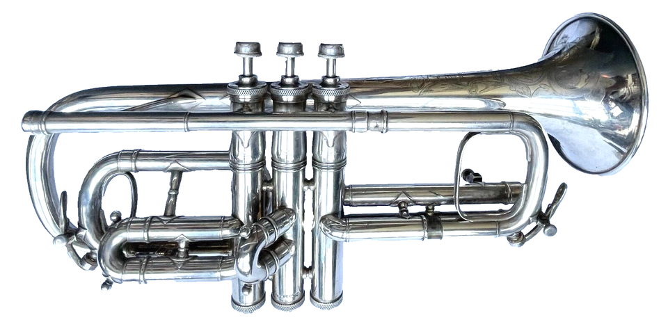 STUNNING ANTIQUE 1915 H.N. WHITE KING SILVER CORNET TRUMPET IN CASE ...