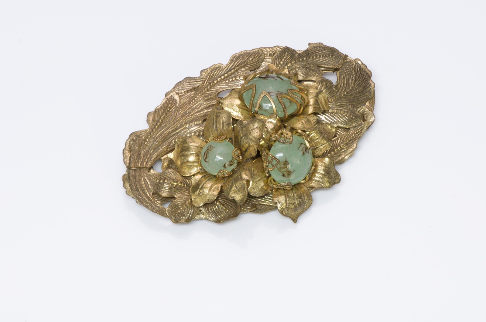 Miriam Haskell 1950’s Green Glass Flower Brooch - Gem