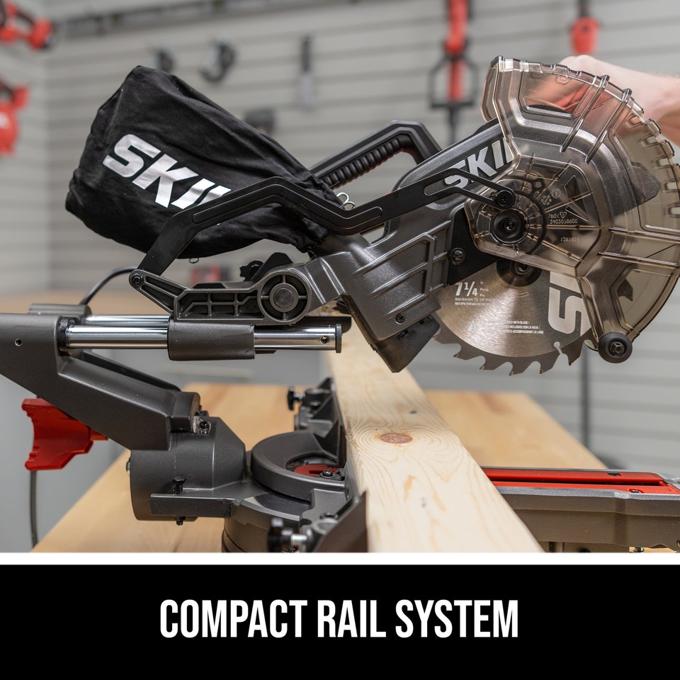 SKIL 10 Amp 7-1/4" Single Bevel Miter Saw with Compact Rail System ...
