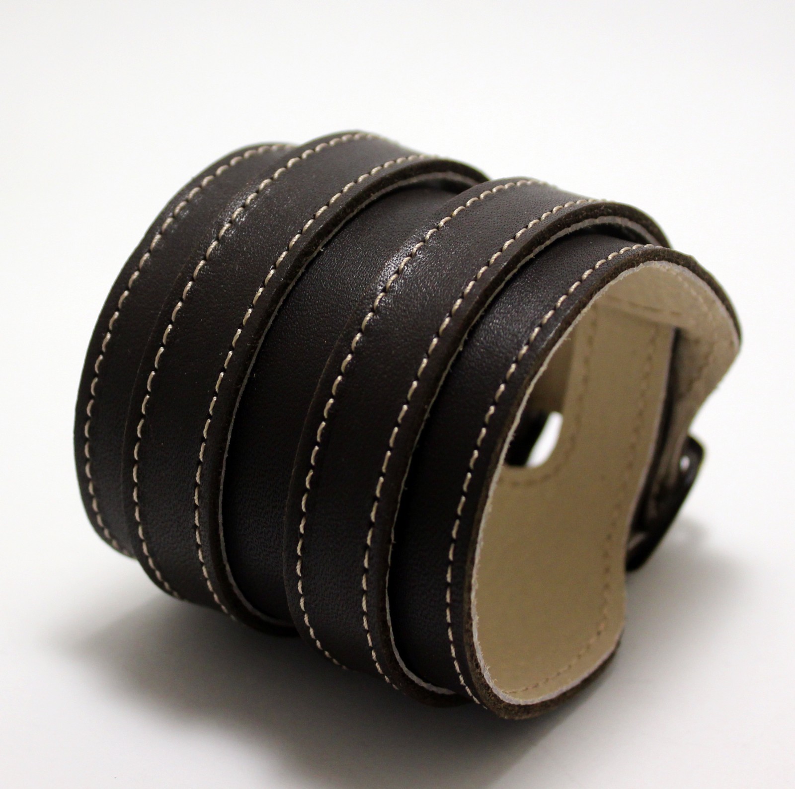 P&B wide chocolate brown genuine leather cuff double buckled to fix ...