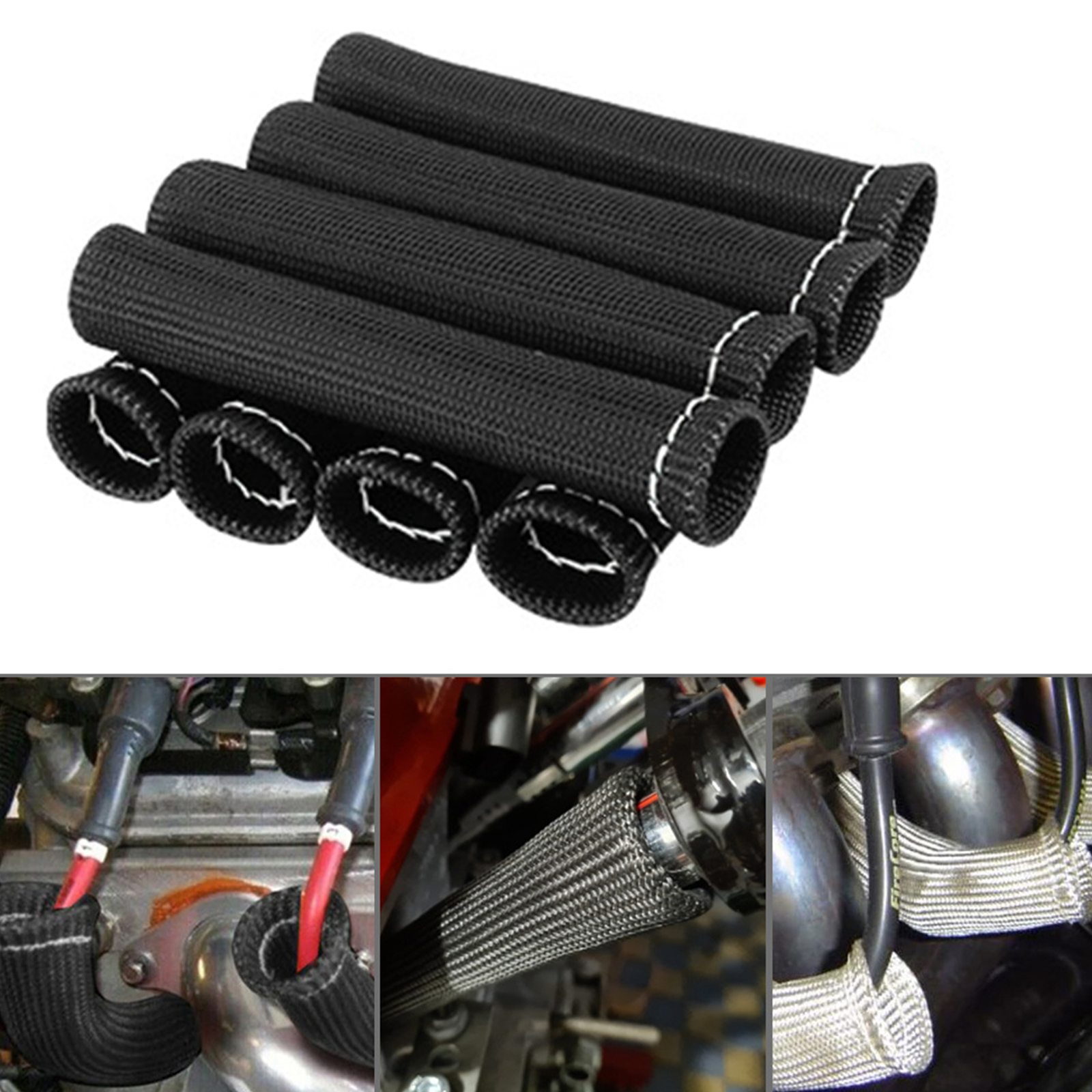 8PCS 2500° Spark Plug Wire Boots Protectors Sleeve Heat Shield Cover | eBay