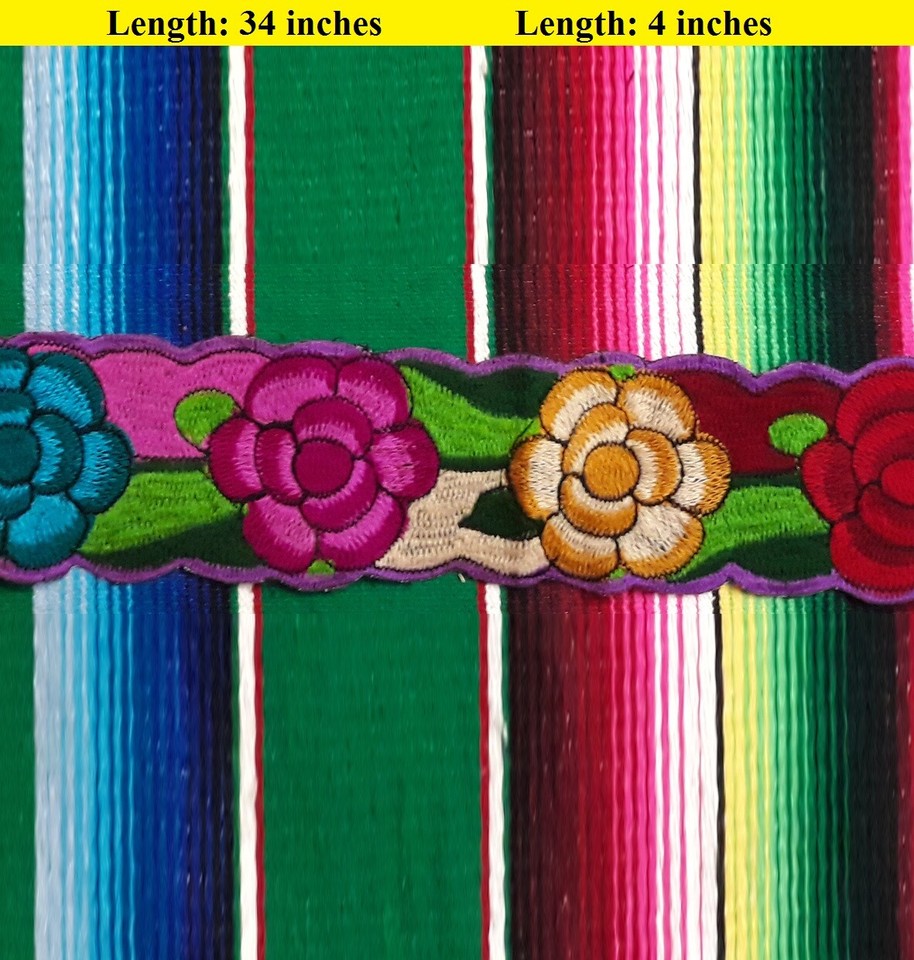 Handmade Mexican Embroidered Sash from Chiapas Zinacantan | eBay