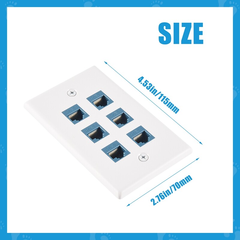 6 Ethernet Wall Plate 6 Port,Ethernet Wall Plate Female-Female ...