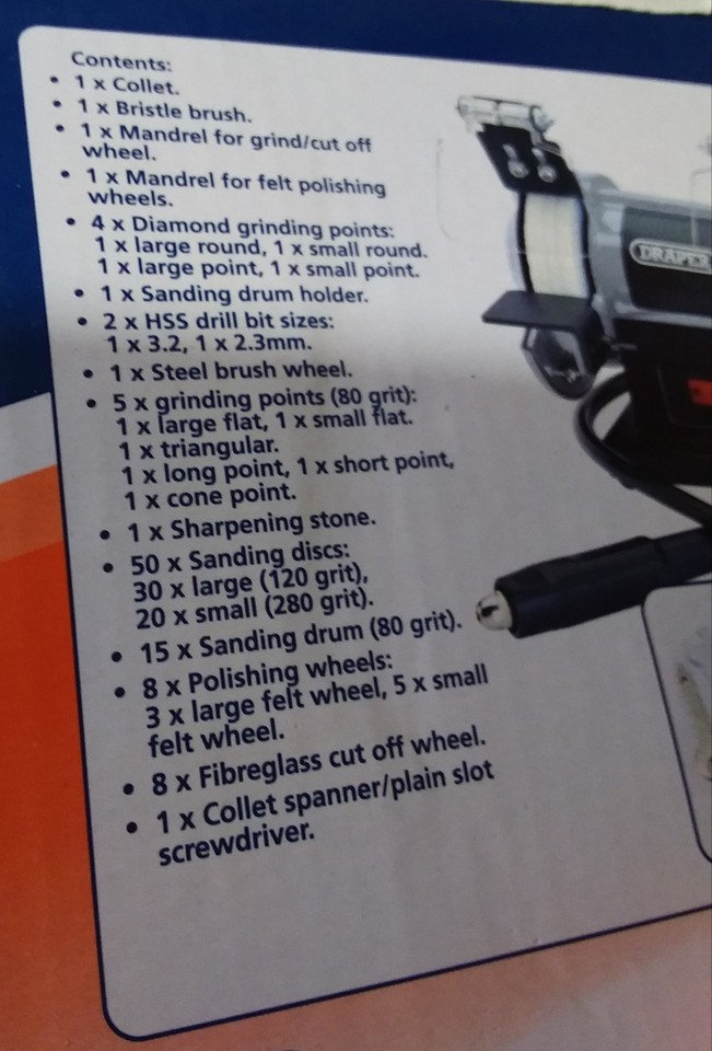 DRAPER Mini Bench Grinder / Polisher / Multi Tool - Model Jewellery ...