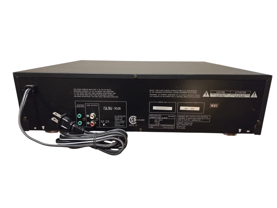 Kenwood CD 204 5 Disc Changer CD Player Remote Cables Manual Serviced ...