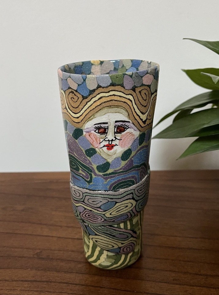 JANE GOSLIN PEISER NORTH CAROLINA ART POTTERY 11" WHIMSICAL VASE ...