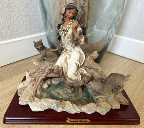 Native American Woman with Wolves Figurine Resin Art Goldenvale ...