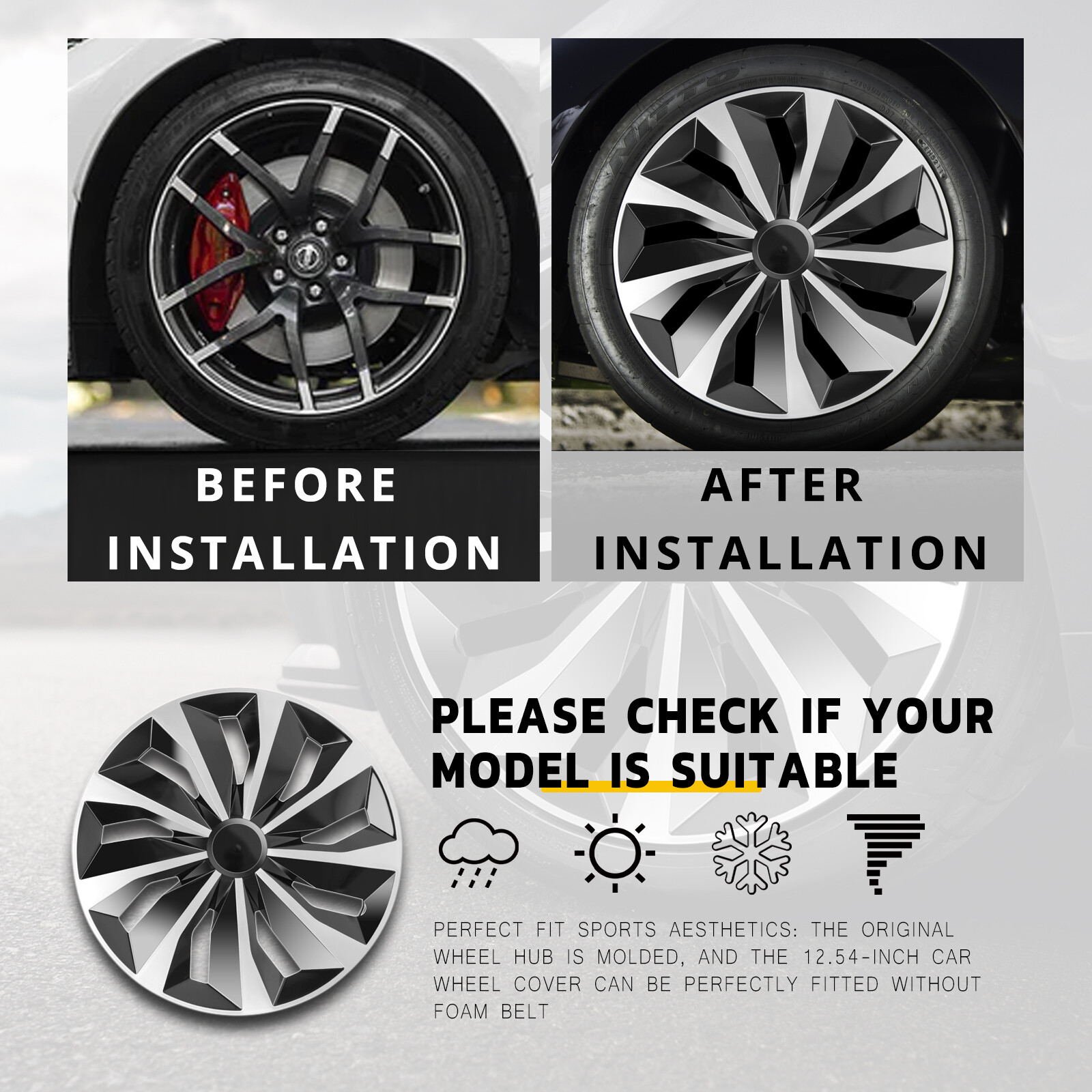 4PCS 16" inch Wheel Hubcaps Set R16 Tire Steel Rims Cover For Nissan ...