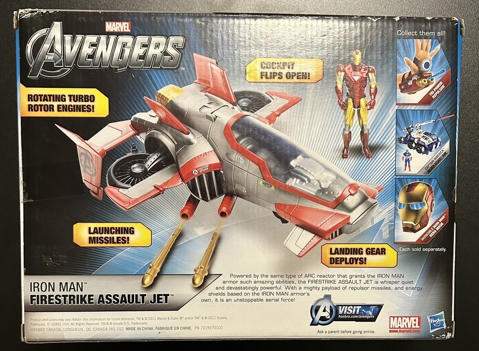 Marvel AVENGERS IRON MAN Firestrike Assault Jet Launch Missiles 2011 ...