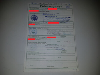 Fahrzeugbrief KFZ Brief 1985 VW Passat Typ 32B 66kw Benzin f. Sammler ...