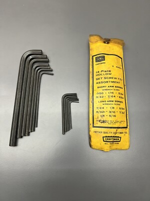 VINTAGE SEARS CRAFTSMAN -V- 946683 14PC HEX KEY SET *1/4" LONG ARM ...