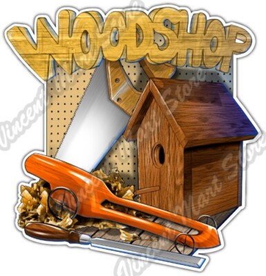 Wood Shop Carpenter Woodshop Tools Saw Car Bumper Vinyl Sticker Decal 4 ...